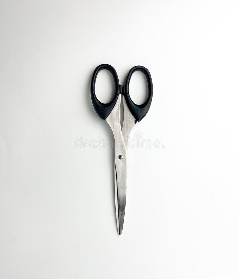 Closed Scissors with Black Handle Stock Photo - Image of barber, blade ...
