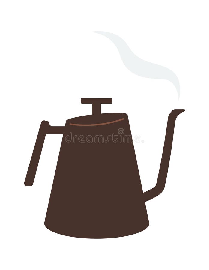 Stainless Steel Coffee Kettle Flat Icon Stock Vector - Illustration of ...