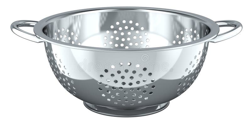 Stainless Steel Colander, 3D Rendering Stock Illustration ...