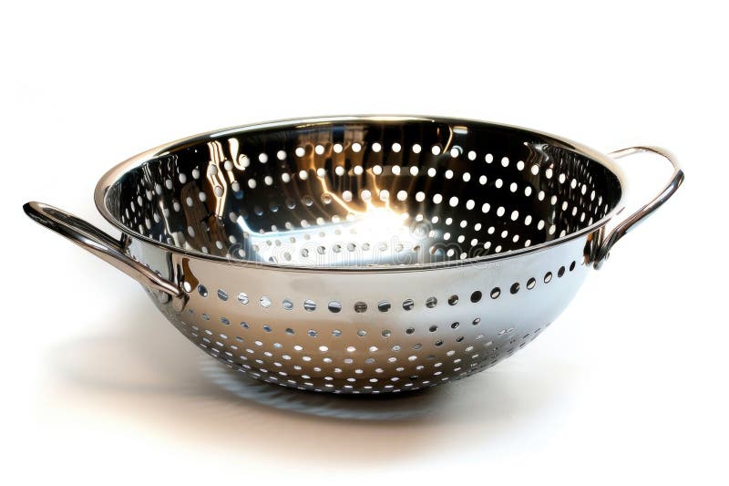 A Stainless Steel Colander on a White Background Stock Image - Image of ...