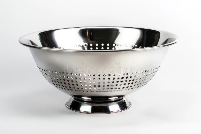 Stainless Steel Colander on a White Background Stock Image - Image of ...