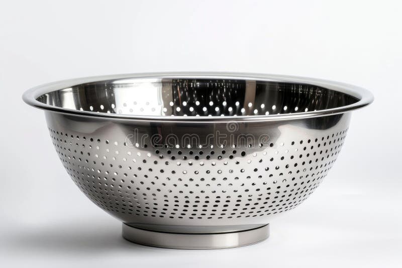 Stainless Steel Colander on a White Background Stock Image - Image of ...