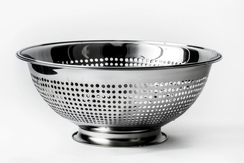 Stainless Steel Colander on a White Background Stock Image - Image of ...