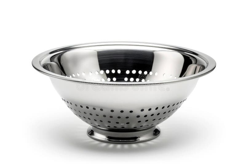 Stainless Steel Colander on a White Background Stock Image - Image of ...