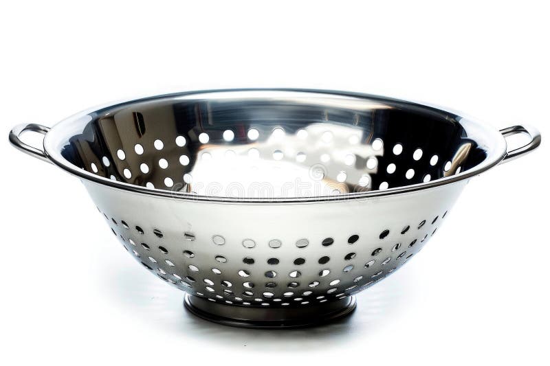 Stainless Steel Colander on a White Background Stock Image - Image of ...