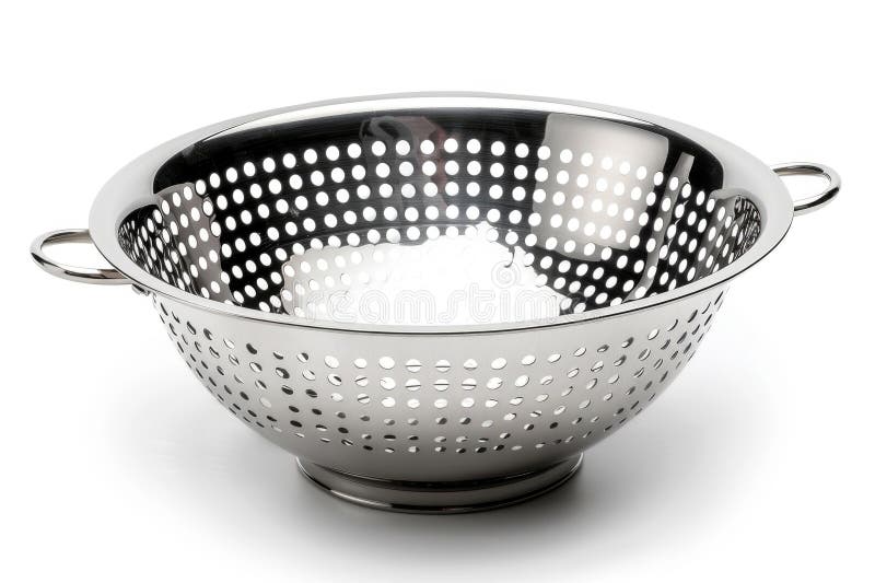 Stainless Steel Colander on a White Background Stock Photo - Image of ...