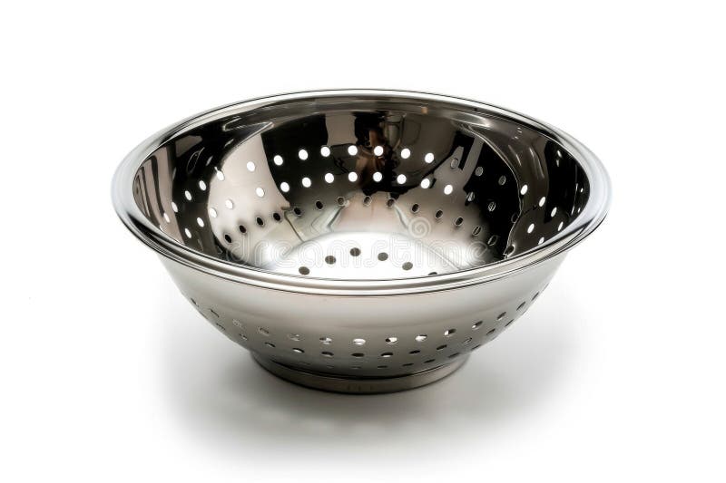 Stainless Steel Colander on a White Background Stock Image - Image of ...