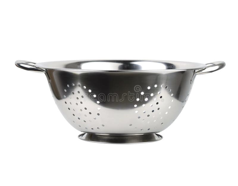 Stainless Steel Colander on White Background Stock Photo - Image of ...