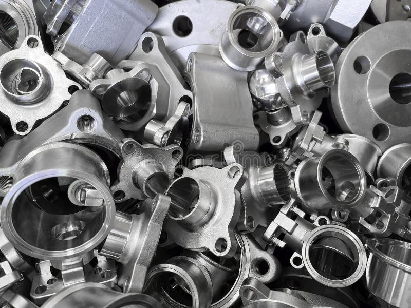 Stainless Steel Components from a Manufacturing Process, Landscape View ...