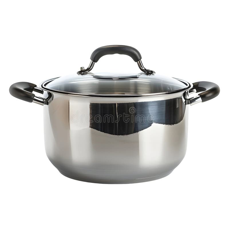 Stainless Steel Cooking Pot with Lid on Transparent Background - Ai ...