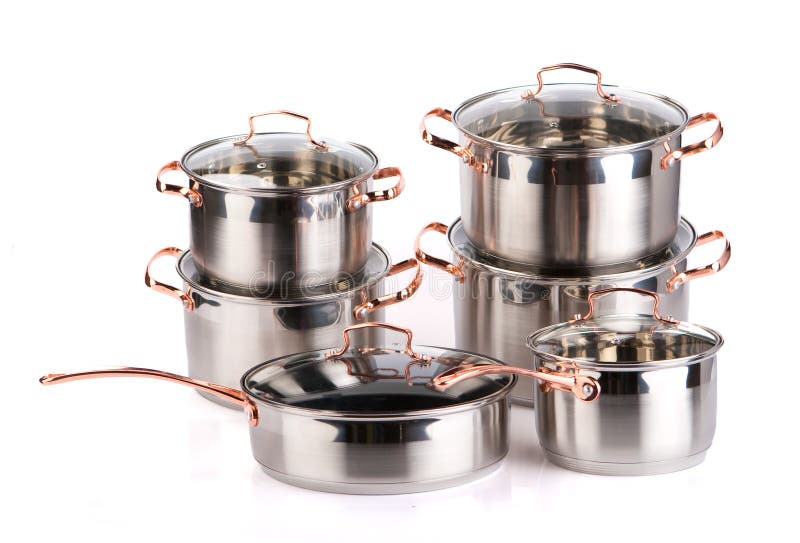 Stainless Steel Cooking Pots Stock Image - Image of stainless ...