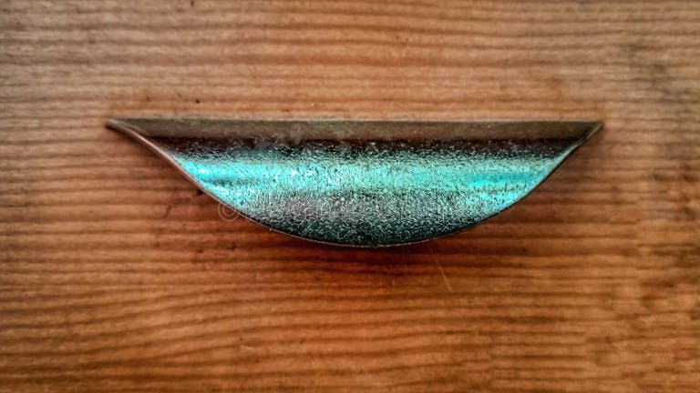 Stainless Steel Drawer Pull Handle. Close Up of Desk Drawer Handle ...