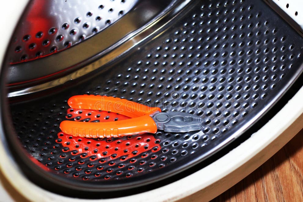 Stainless Steel Drum of a Washing Machine. Tools for Repair Stock Image ...
