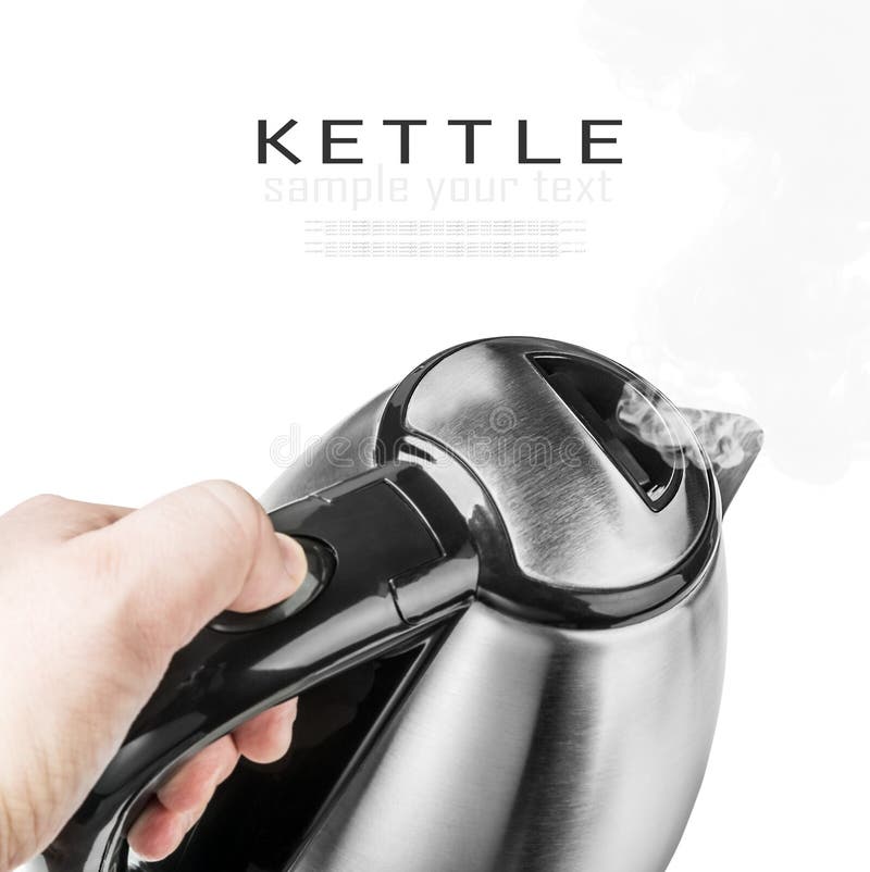 Stainless Steel Electric Kettle in Hand Stock Photo - Image of coffee ...