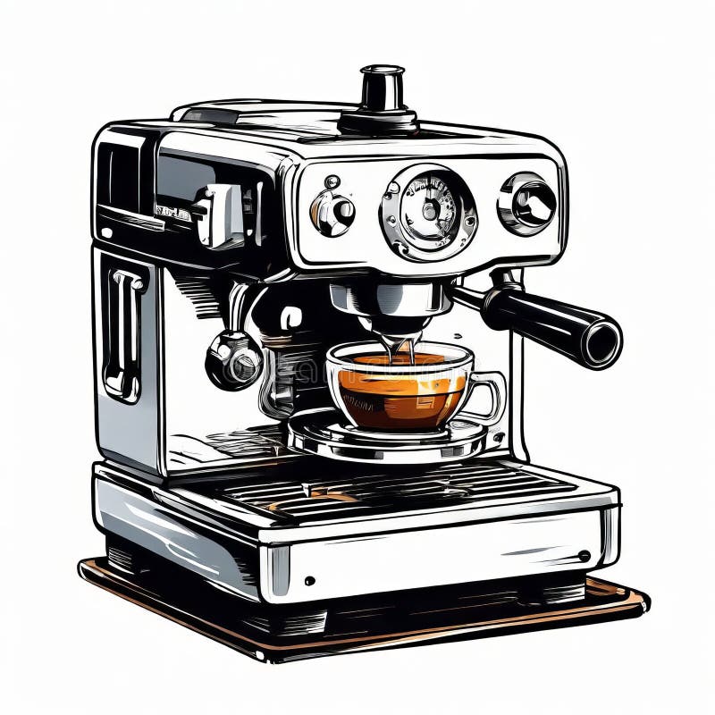 Stainless Steel Espresso Coffee Maker Machine Isolated on Transparent ...