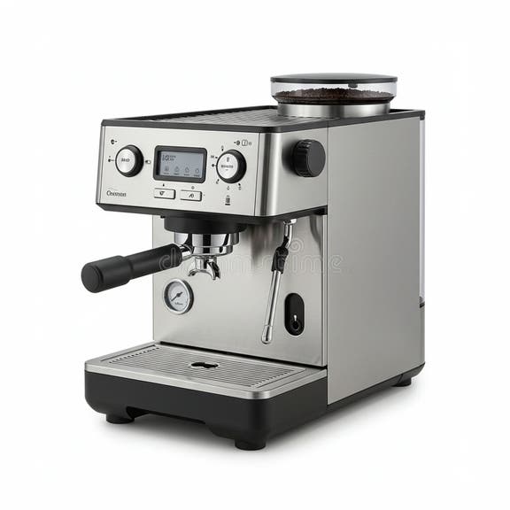 Stainless Steel Espresso Machine with a Digital Display Panel and ...