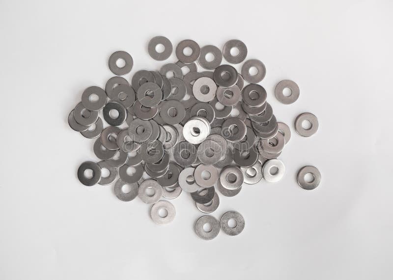 Stainless Steel Flat Washers Stock Image - Image of tools, background ...