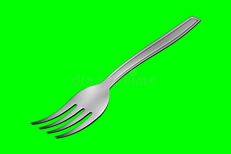 Stainless Steel Fork Isolated in a Green Screen Stock Illustration ...