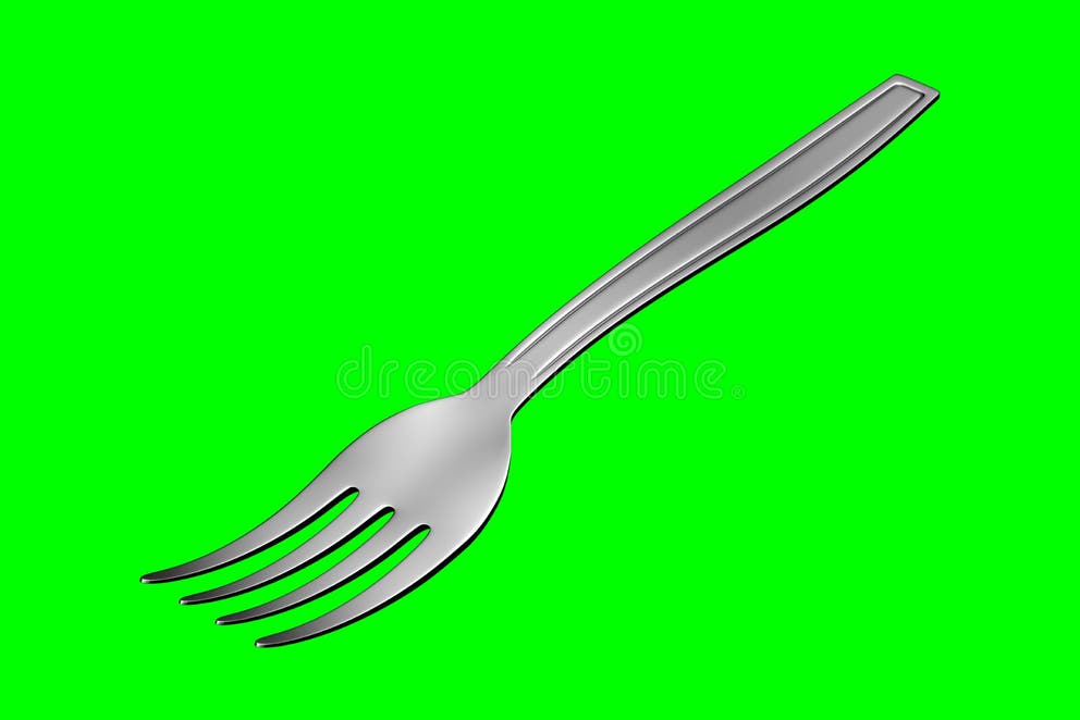 Stainless Steel Fork Isolated in a Green Screen Stock Illustration ...
