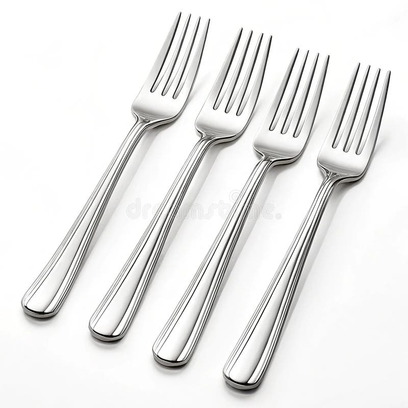 Stainless Steel Forks Set on White Background Stock Illustration ...