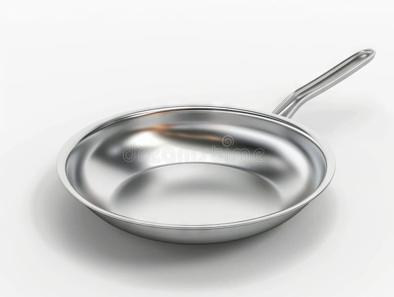 A Stainless Steel Frying Pan on a White Background Stock Photo - Image ...