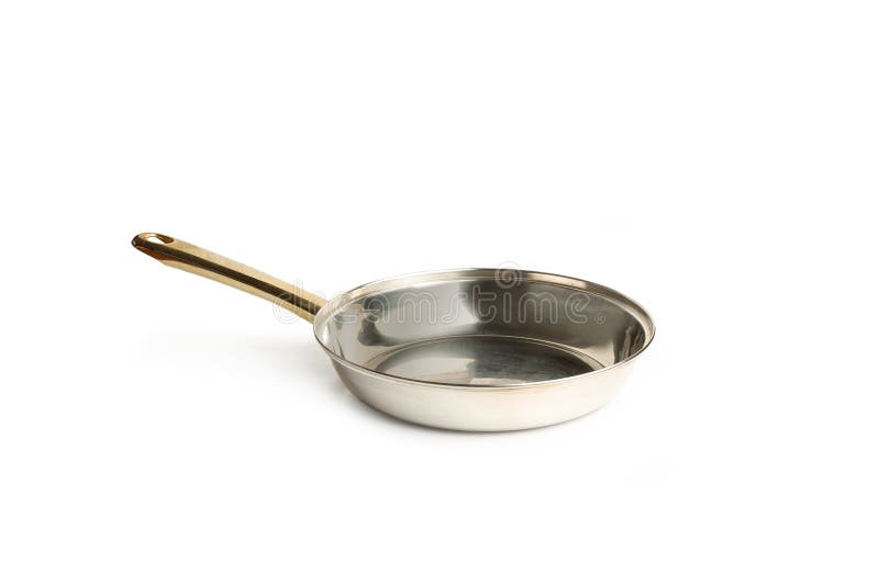 A Stainless Steel Frying Pan on a White Background Stock Image - Image ...