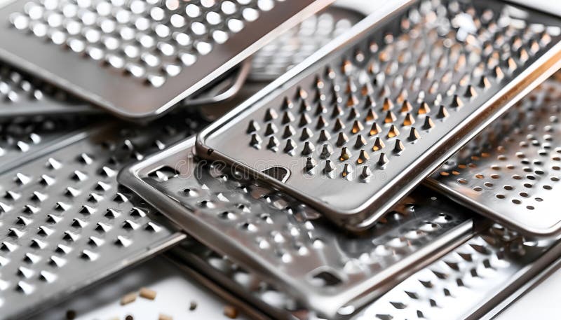Stainless Steel Graters on White Background, Collage. Banner Design ...