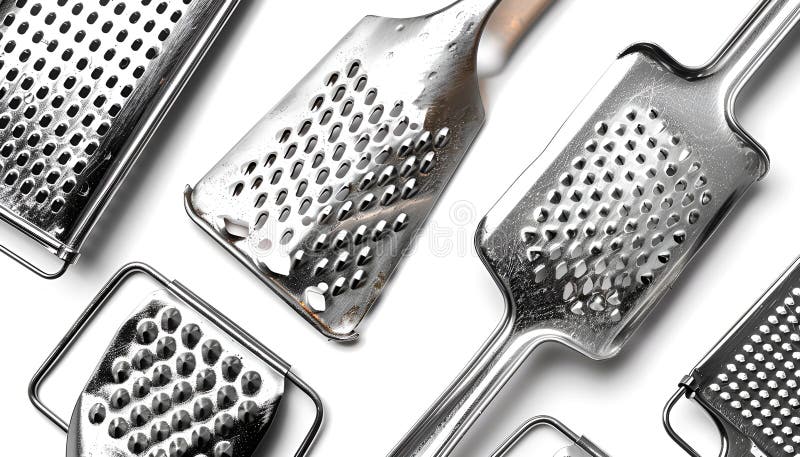 Stainless Steel Graters on White Background, Collage. Banner Design ...