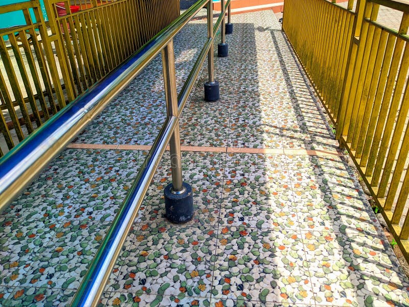 Stainless Steel Handrail on Access Path Stock Image - Image of floor ...