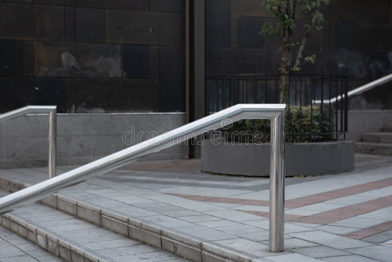 Stainless Steel Handrails are Installed on the Walls. Stock Image ...