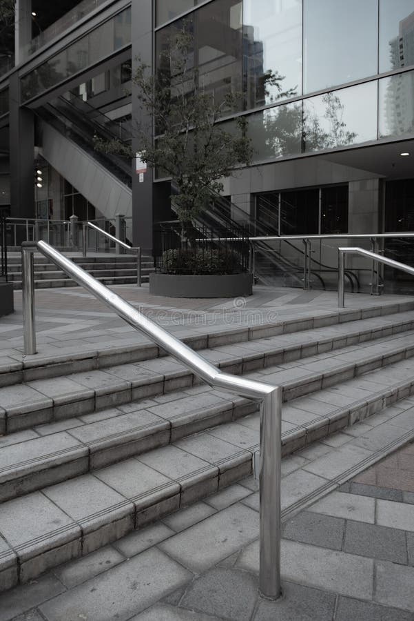 Stainless Steel Handrails are Installed on the Walls. Stock Photo ...