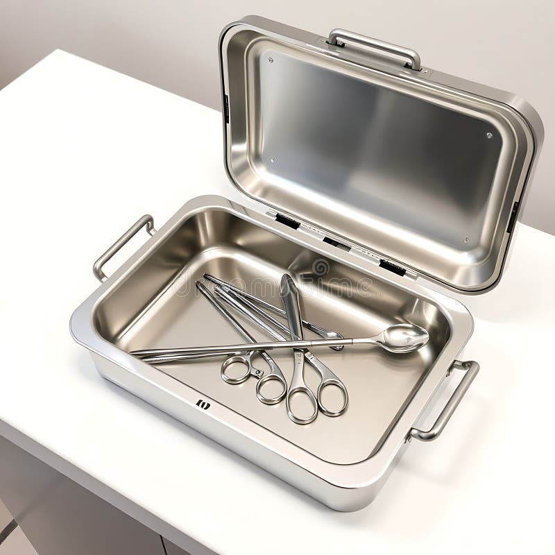 A Stainless Steel Instrument Sterilization Tray with a Lid Displayed on ...
