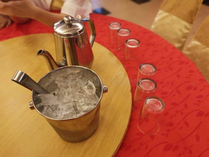 Stainless Steel Jug of Ice Cubes. Stock Image - Image of drink ...