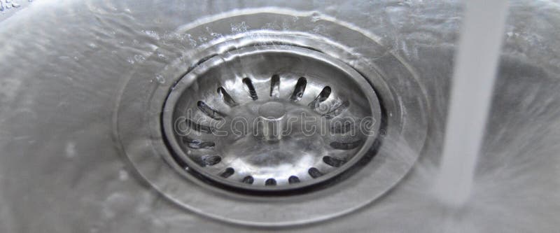 Kitchen Sink Drain Clean and Running Water Stock Photo - Image of bath ...