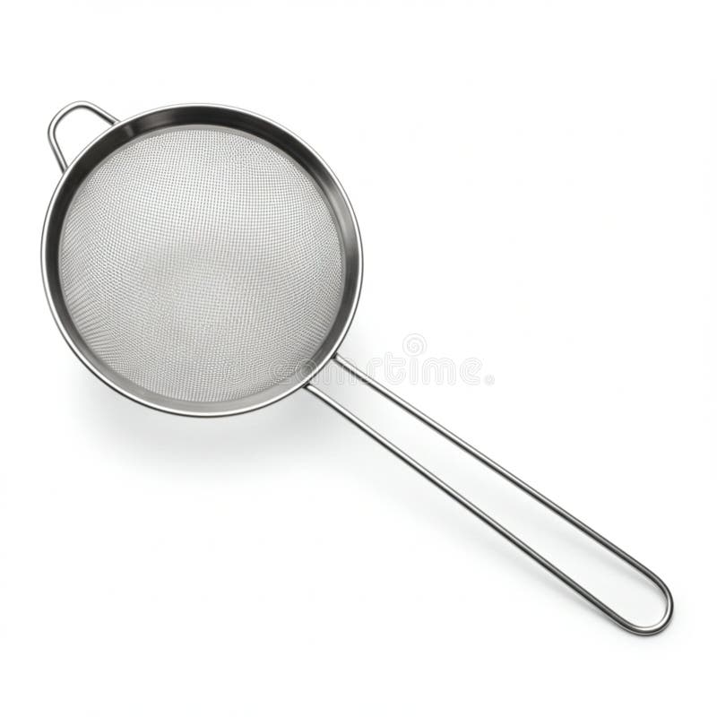 A Stainless Steel Kitchen Sieve with a Fine Mesh and a Circular Frame ...