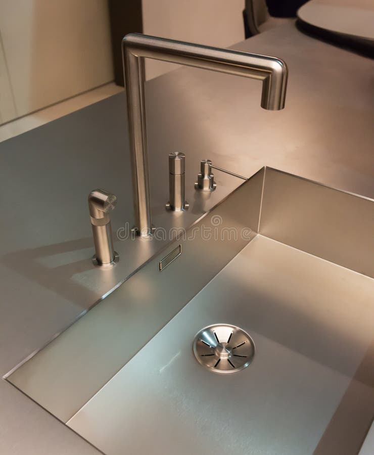 Stainless Steel Kitchen Sink Stock Photo - Image of basin, design ...