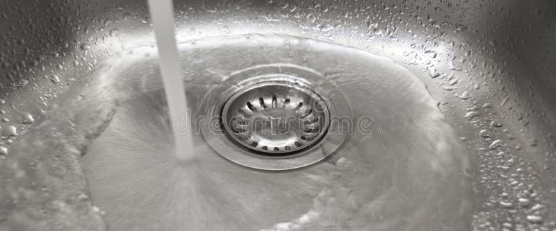 Kitchen Sink Clean and Running Water Stock Image - Image of clogged ...