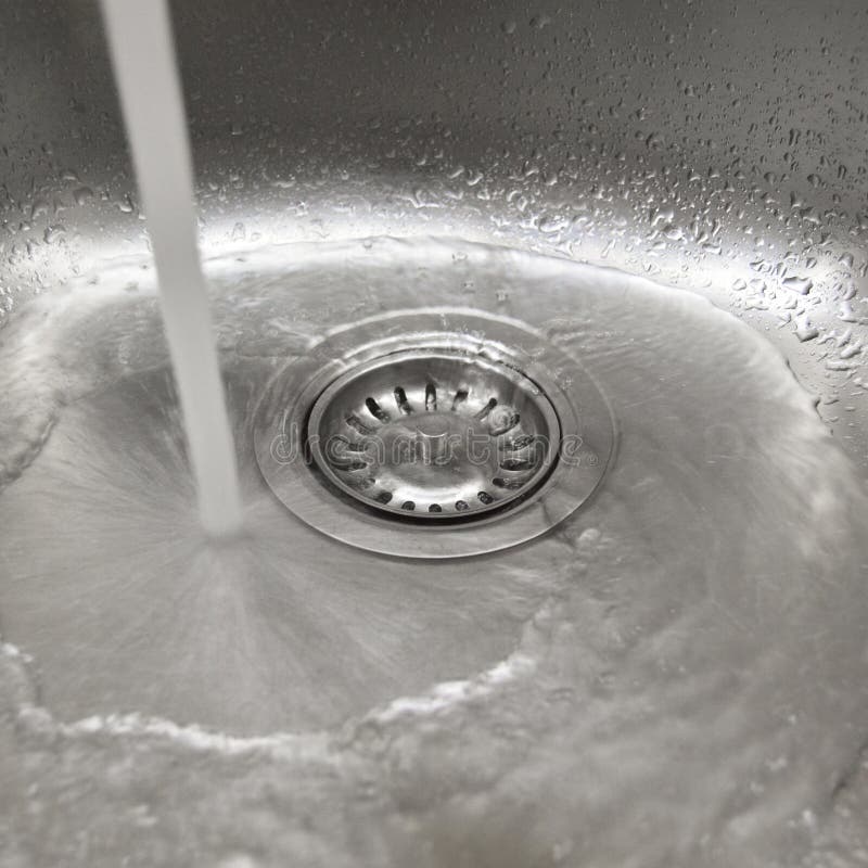 Kitchen Sink Clean and Running Water Stock Image - Image of chrome ...