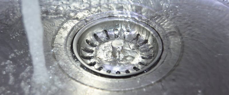 Kitchen Sink Clean and Running Water Stock Photo - Image of drops ...