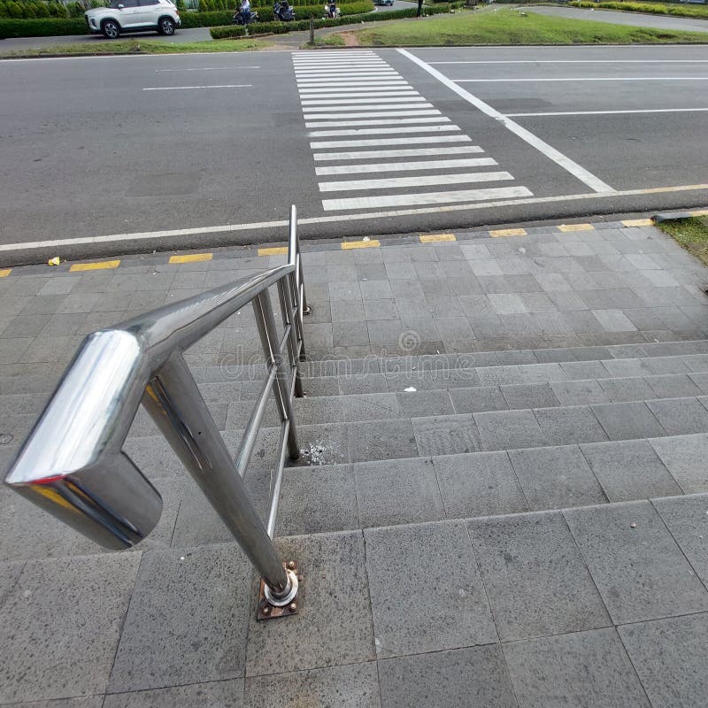 Stainless Steel Ladder To the Crosswalk Stock Photo - Image of ...