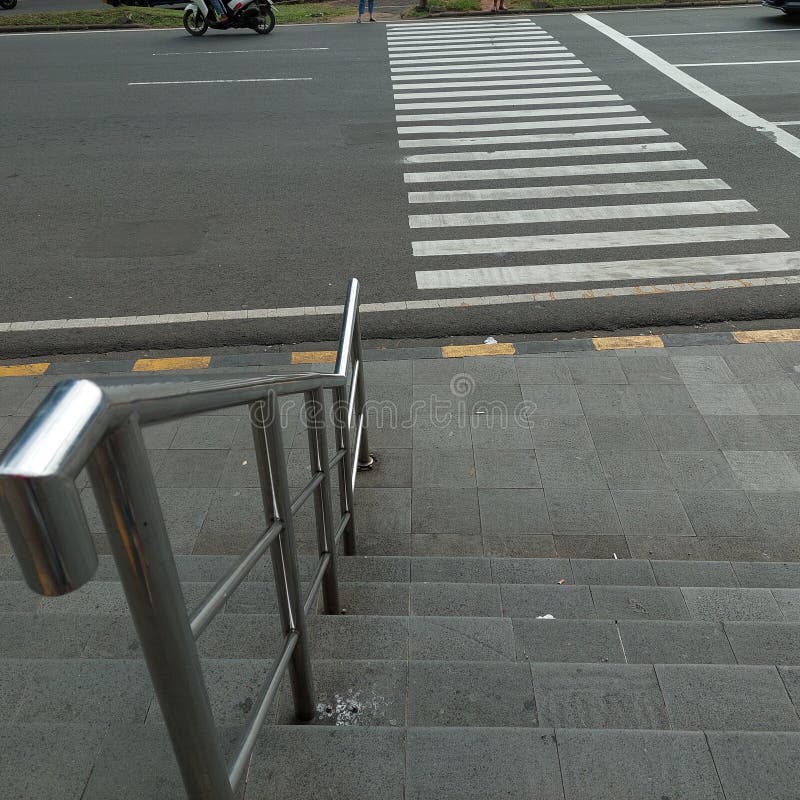 Stainless Steel Ladder To the Crosswalk Stock Image - Image of line ...