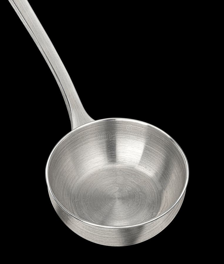 Stainless Steel Ladle Isolated on Black Background Stock Image - Image ...
