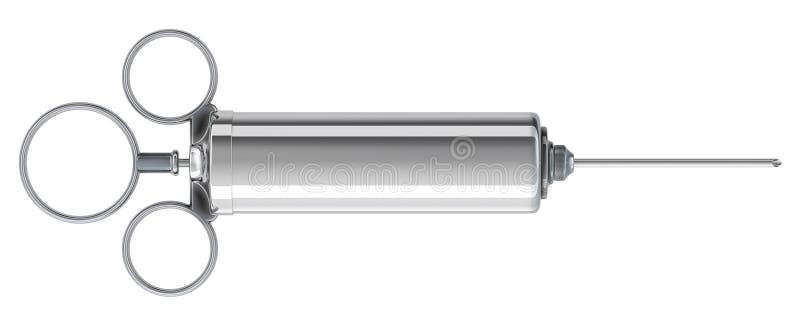 Stainless Steel Meat Injector Syringe, 3D Rendering Stock Illustration ...