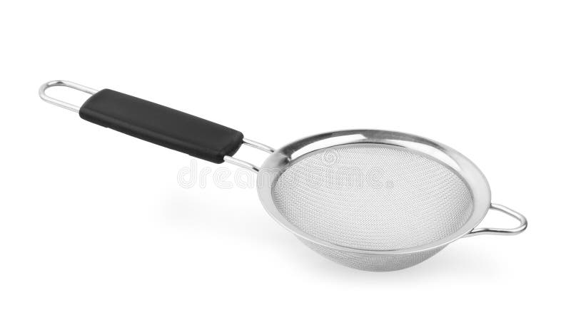 Stainless Steel Mesh Strainer on White Stock Image - Image of sifter ...