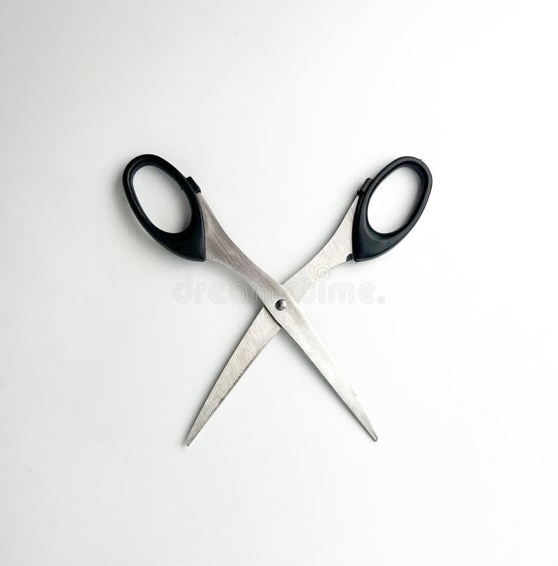 Opened Scissors with Black Handle Stock Photo - Image of accessory ...