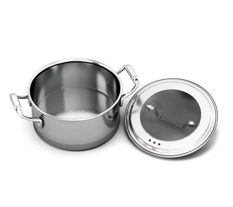 Stainless Steel Pan for Cooking with the Lid Open Stock Illustration ...