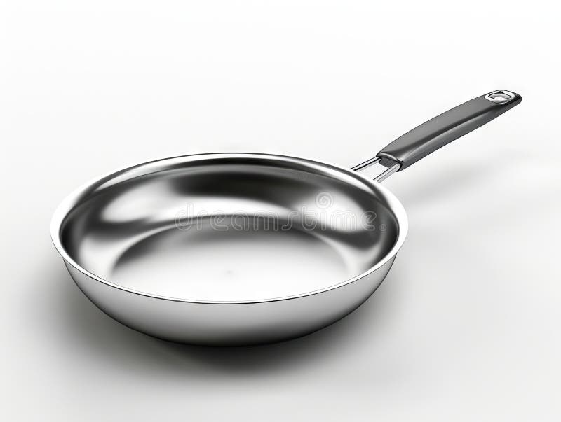 A Stainless Steel Pan on a White Background Stock Photo - Image of ...