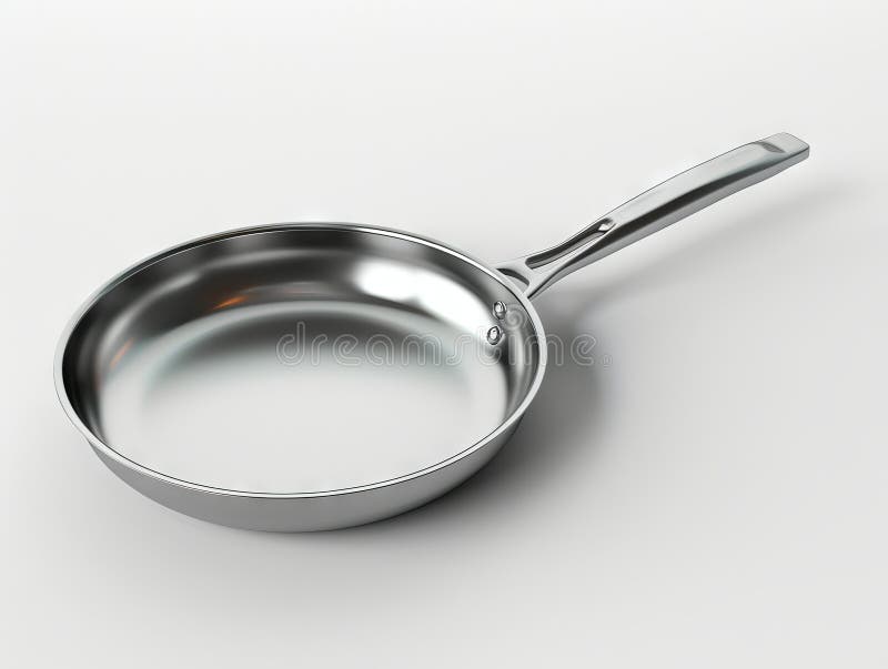 A Stainless Steel Pan on a White Surface Stock Image - Image of ...