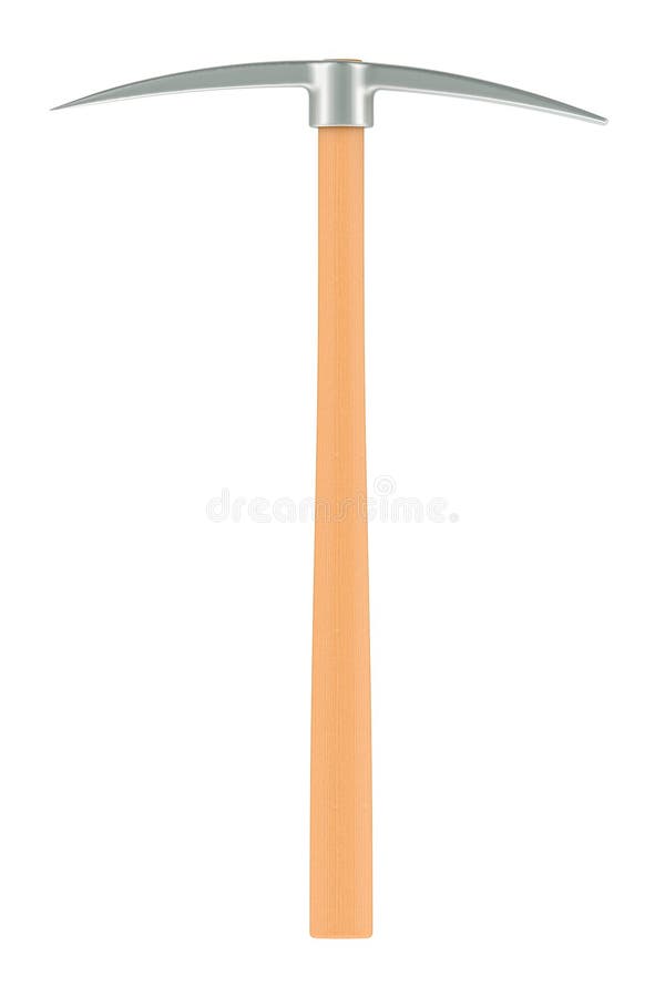 Stainless Steel Pickaxe with Wooden Handle, 3D Rendering Stock ...