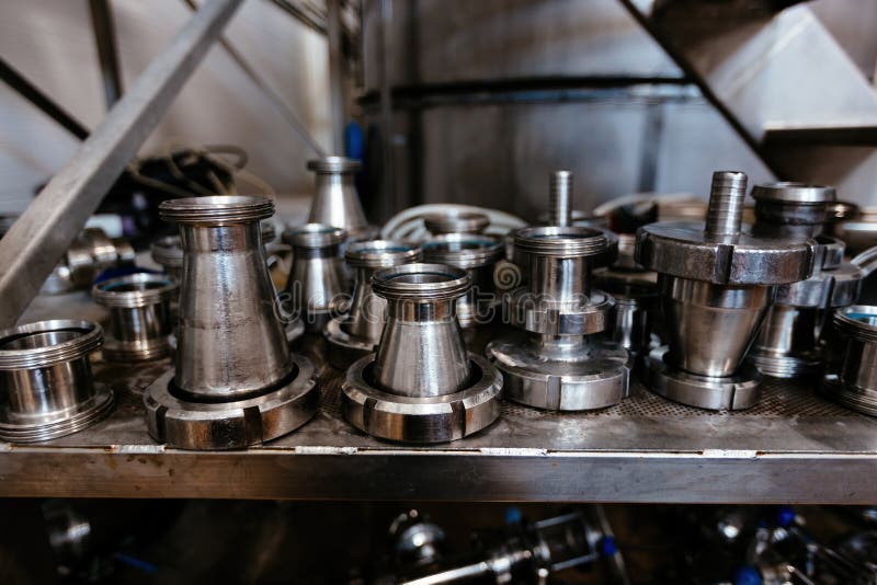 Stainless Steel Pipe Connectors with Valves on the Table Stock Photo ...